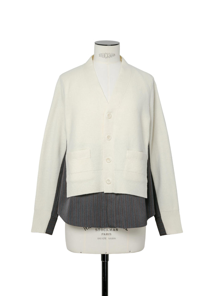 Stripe Doeskin x Wool Knit Cardigan | sacai Official Store サカイ オフィシャル